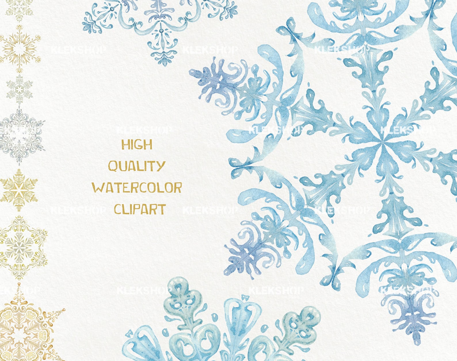 Snowflake Clipart Watercolor Clipart winter Snowflake - Etsy