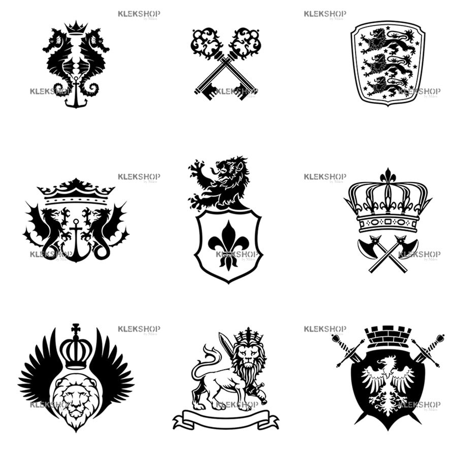 Heraldic Coat of Arms Elements Clip Artheraldry Set of 9royal, Shield ...
