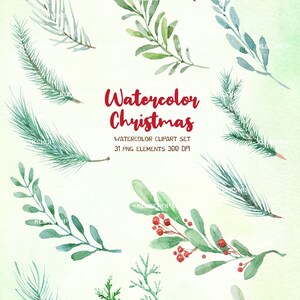 Watercolor Christmas Clipart, Watercolor Clipart, Christmas Clipart ...