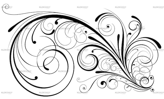 Decorative Ornate Floral Swirl Abstract Design Wall Decor Etsy
