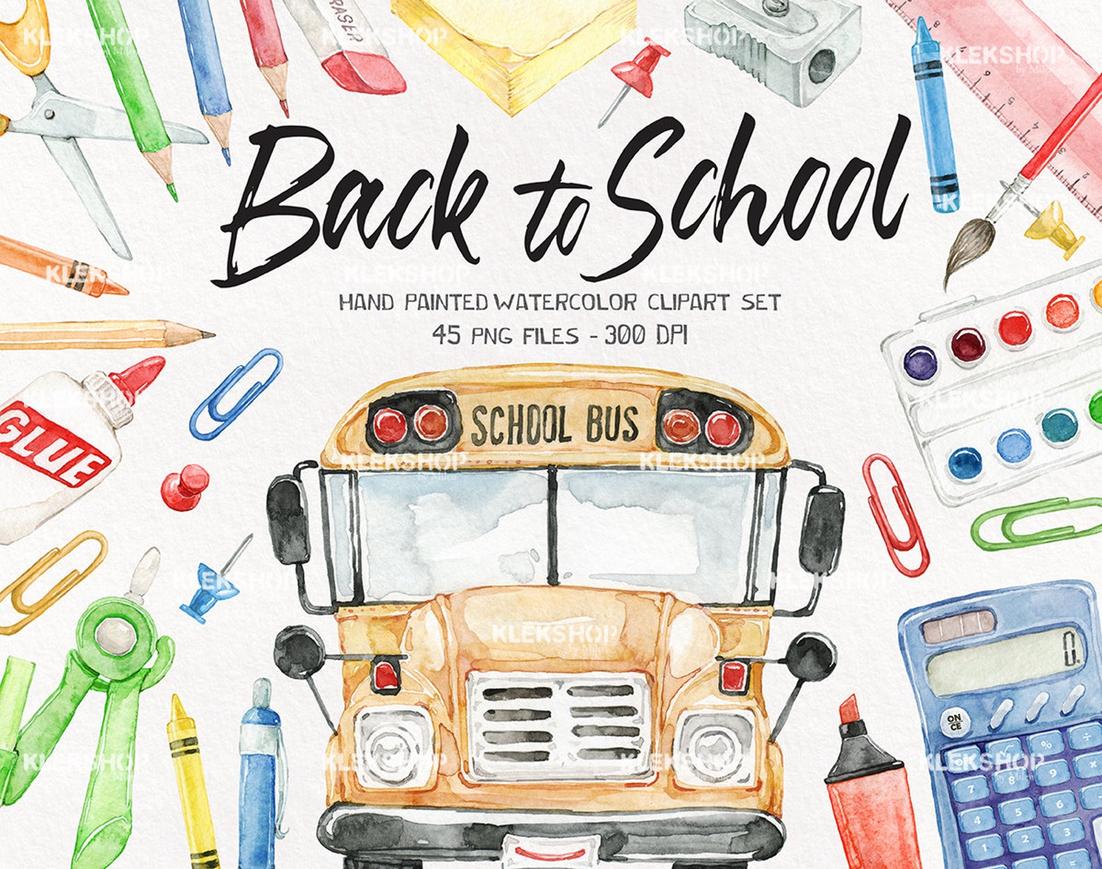 Watercolor Back to School Clipart Watercolor Stationery - Etsy Canada