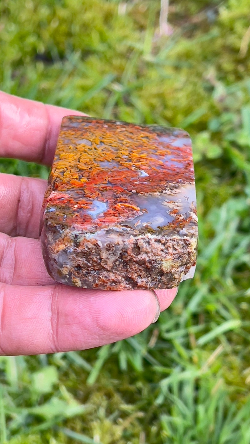 Raw Natural Red Plume Agate Rough Slab. Rare High Quality Multicolour ...