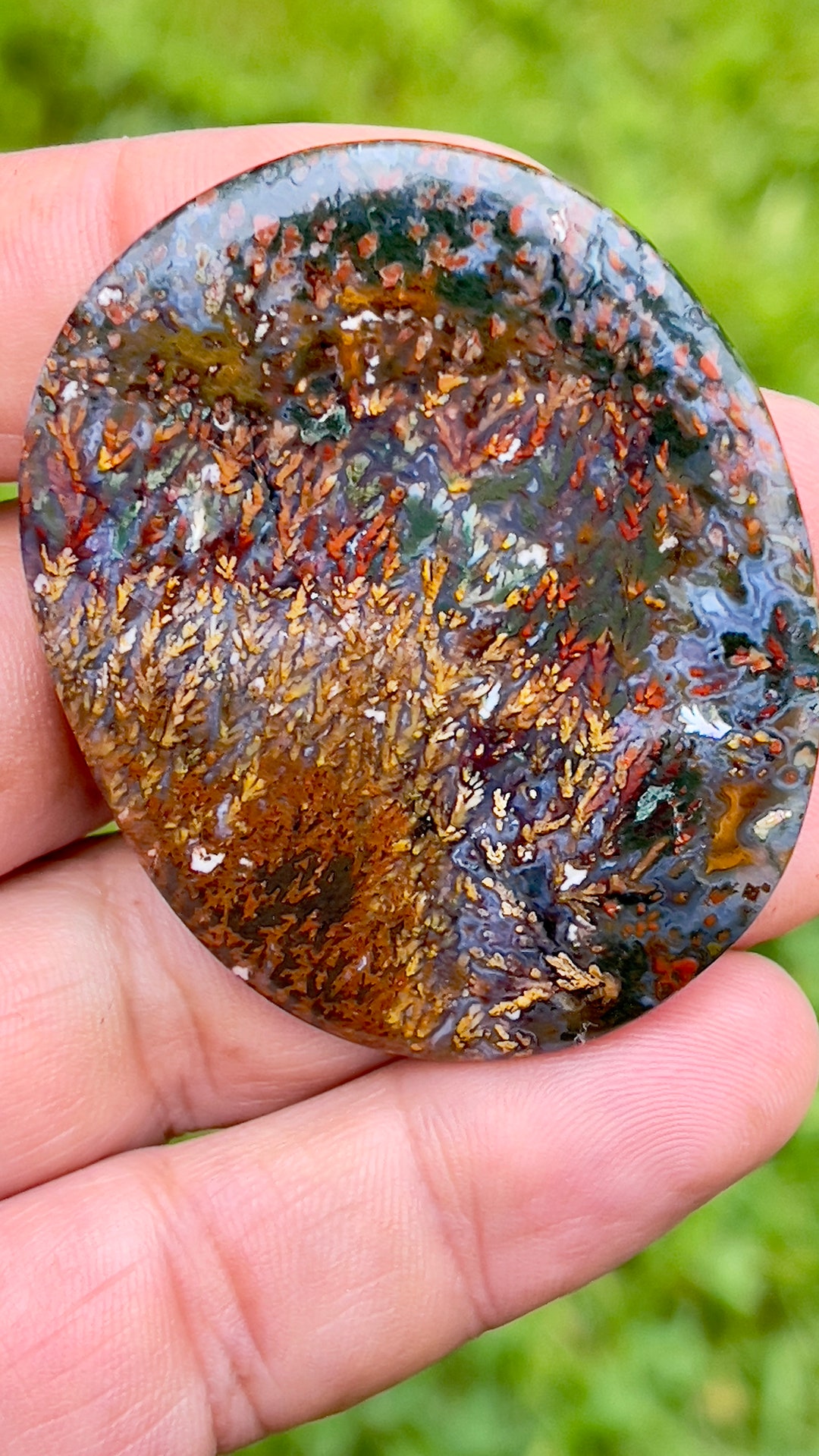 Natural Rare Multicolour Plume Agate Cabochon Unique Agate Gemstone ...