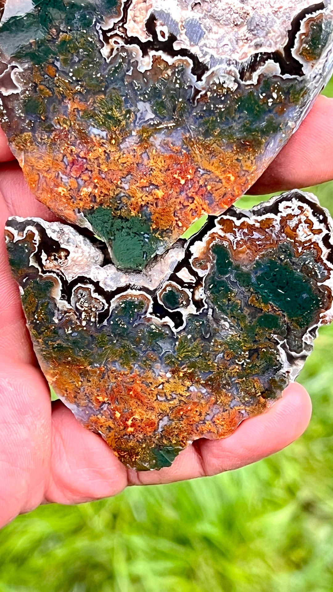 Pair of Rare black Moss Agate Rough Slab,Agate Specimen. - Etsy 日本