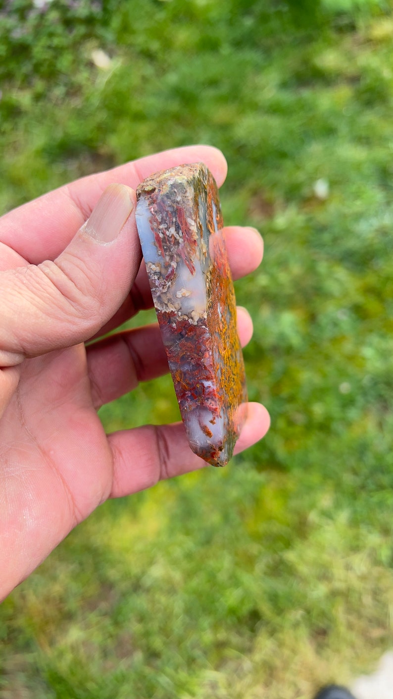 Raw Natural Red Plume Agate Rough Slab. Rare High Quality Multicolour ...