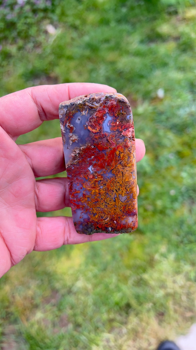 Raw Natural Red Plume Agate Rough Slab. Rare High Quality Multicolour ...