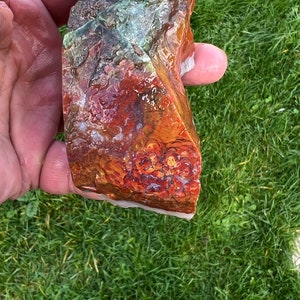 Natural Red and Orange Colours Plume and Laguna Banded Agate Rough Rock ...