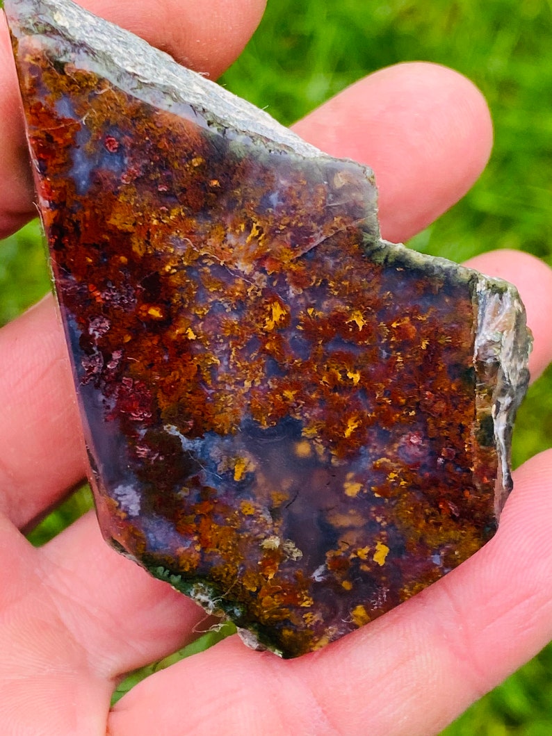 Natural Plume and Moss Agate Rough Slab & Moss Agate Crystal, Agate ...