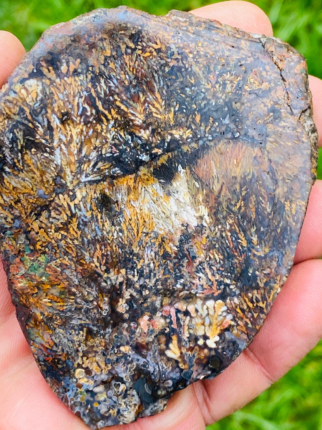 Natural Plume Agate Rough Slab & Rare Agate Specimen, Moss Agate ...