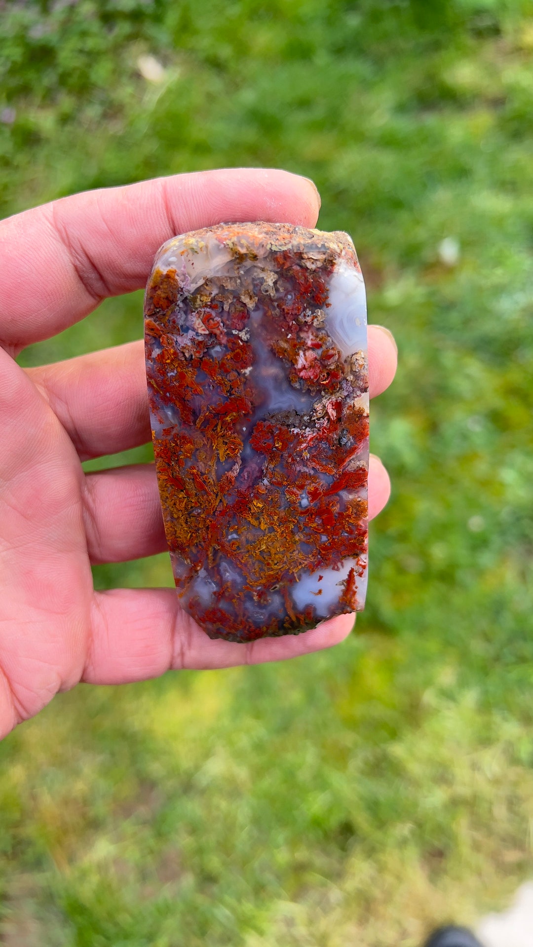 Raw Natural Red Plume Agate Rough Slab. Rare High Quality Multicolour ...