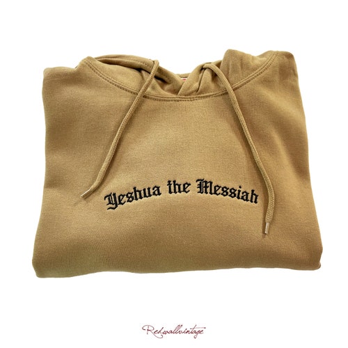 Embroidery yeshua Jesus Brown Hoodie Christian - Etsy