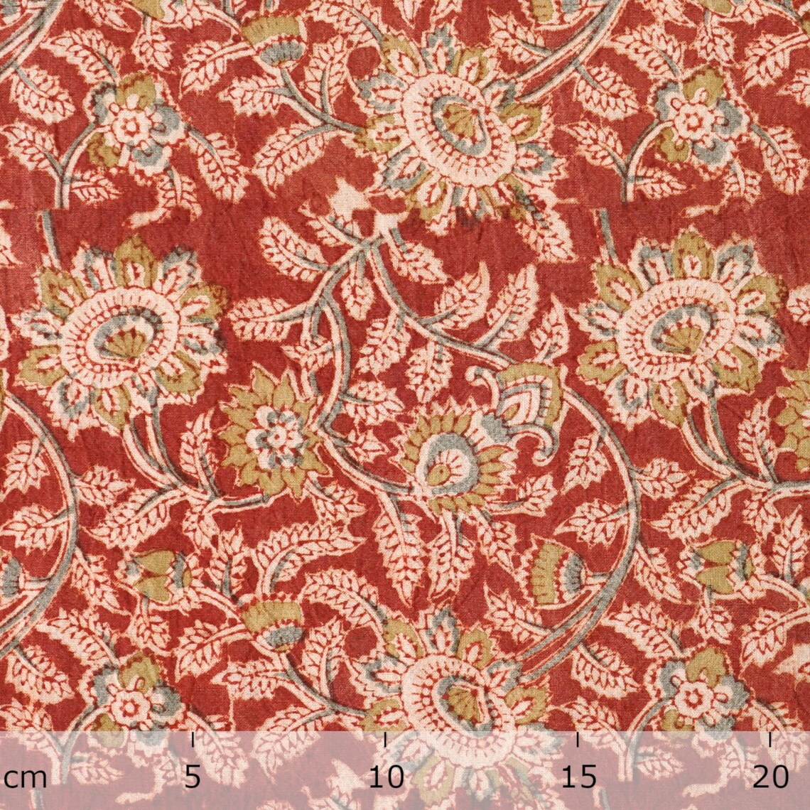 Red Yellow / Block-printed Cotton Fabric / 100% Cotton - Etsy