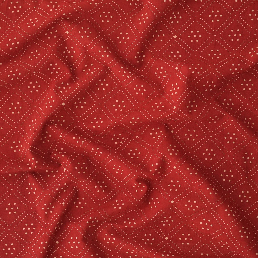 Diamond Dots / Block-printed Cotton Fabric / Printed With Resist & Dyed ...
