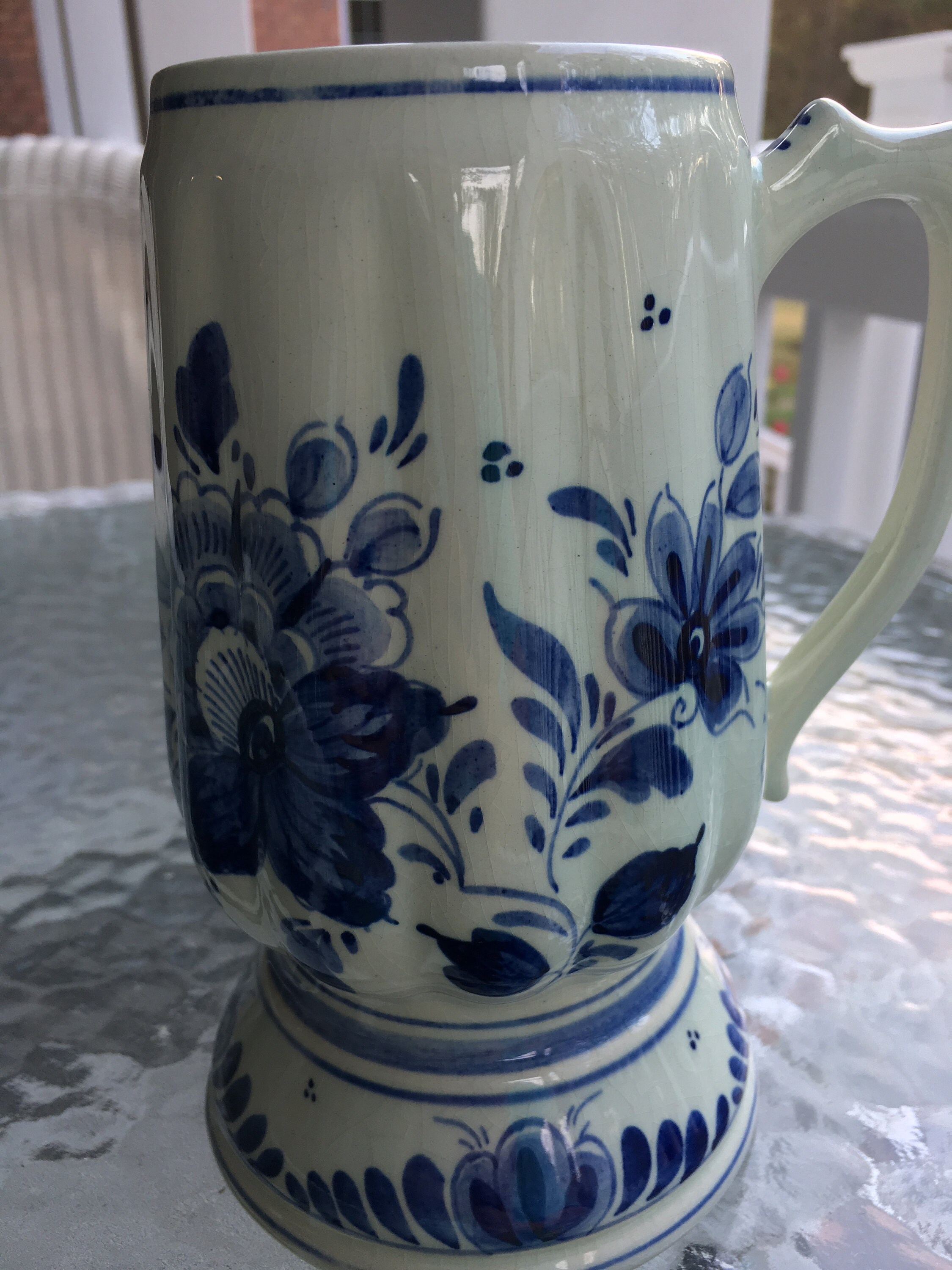 Vintage Delft Pottery Beer Stein Mug with Floral Design | Etsy