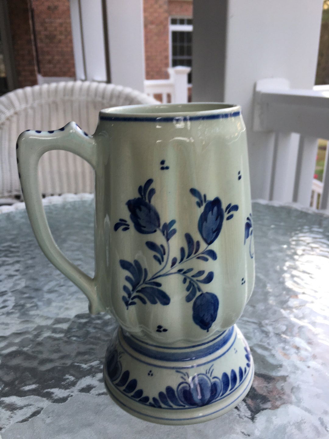 Vintage Delft Pottery Beer Stein Mug With Floral Design - Etsy