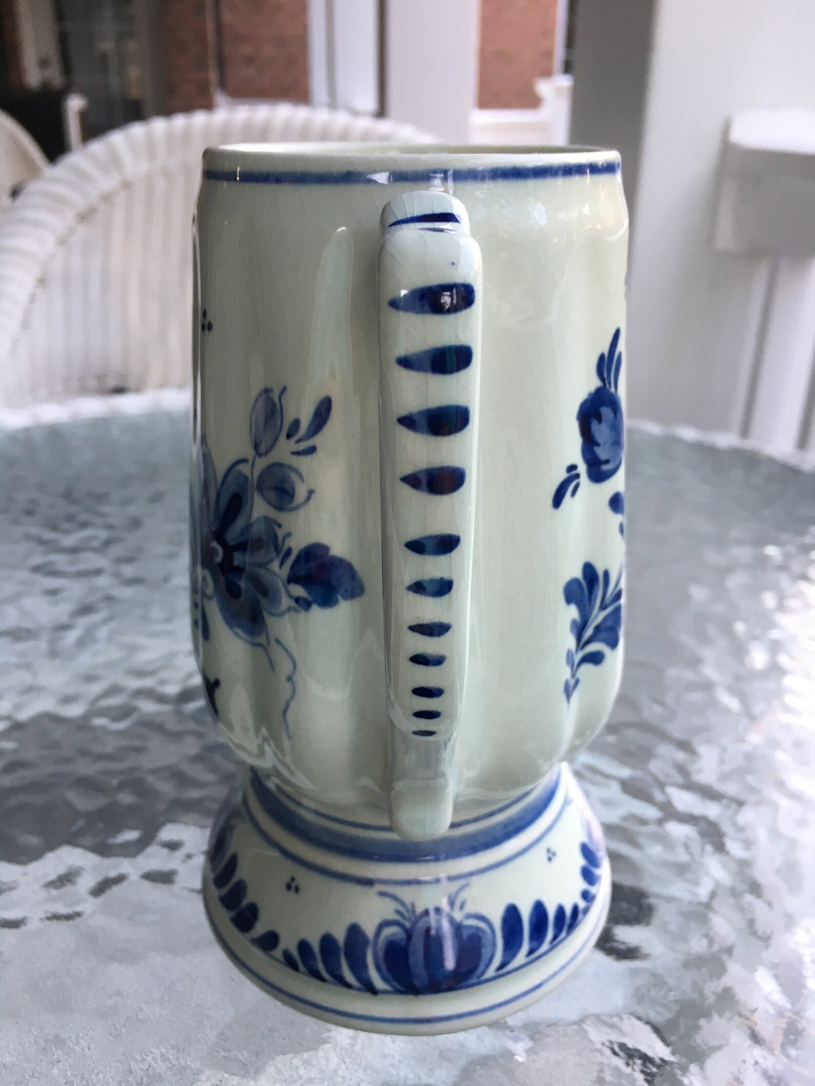 Vintage Delft Pottery Beer Stein Mug With Floral Design - Etsy
