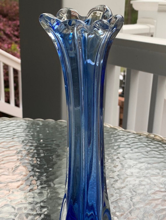 Vintage Clear Glass Fluted Vase - Glass Designs Vintage Clear Glass Fluted Vase - Glass Designs