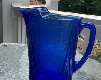 Collectible Glass Hazel Atlas Royal Lace Straiggt Sided Pitcher with ...