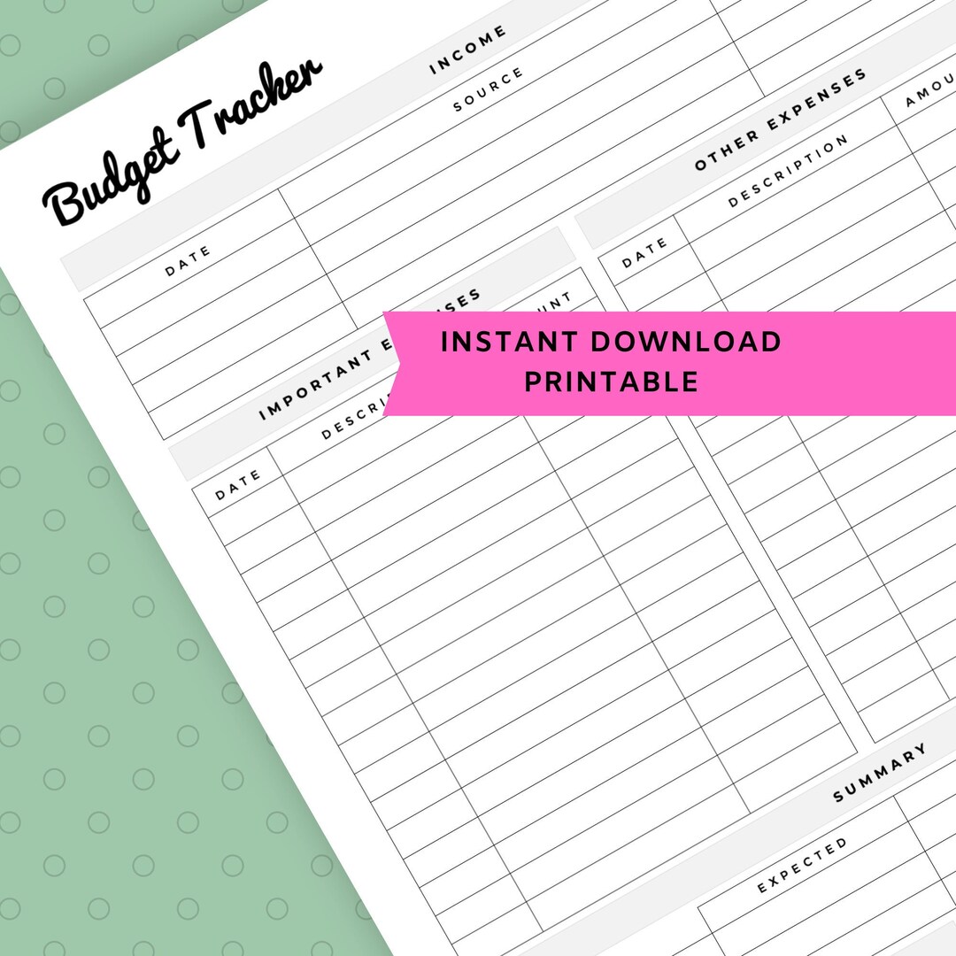 Budget Tracker Printable Log Planner Binder Insert | Letter Pdf A5 A4 ...