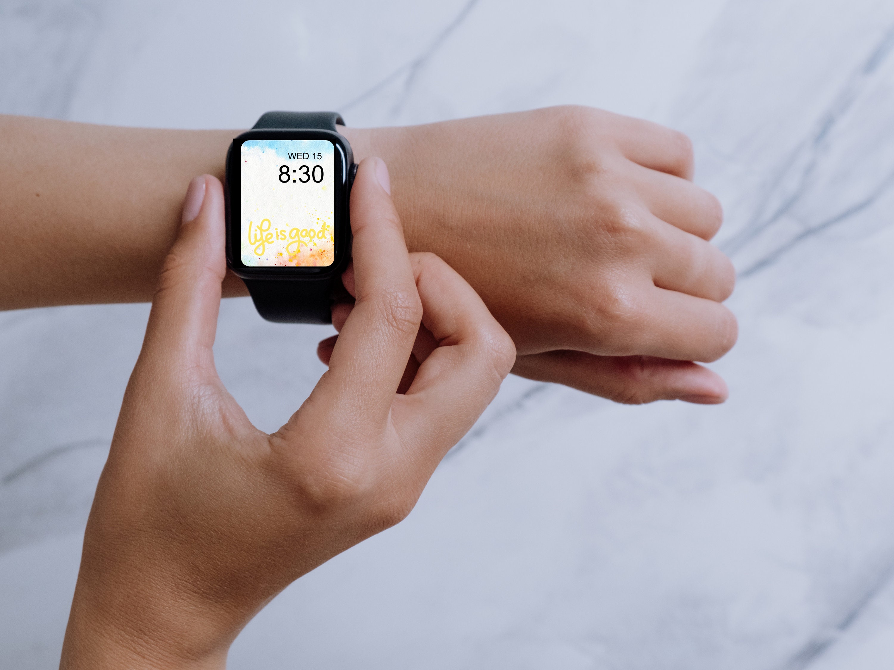 Life is Good Apple Watch Wallpaper - Watercolor Motivation Watch Face ...
