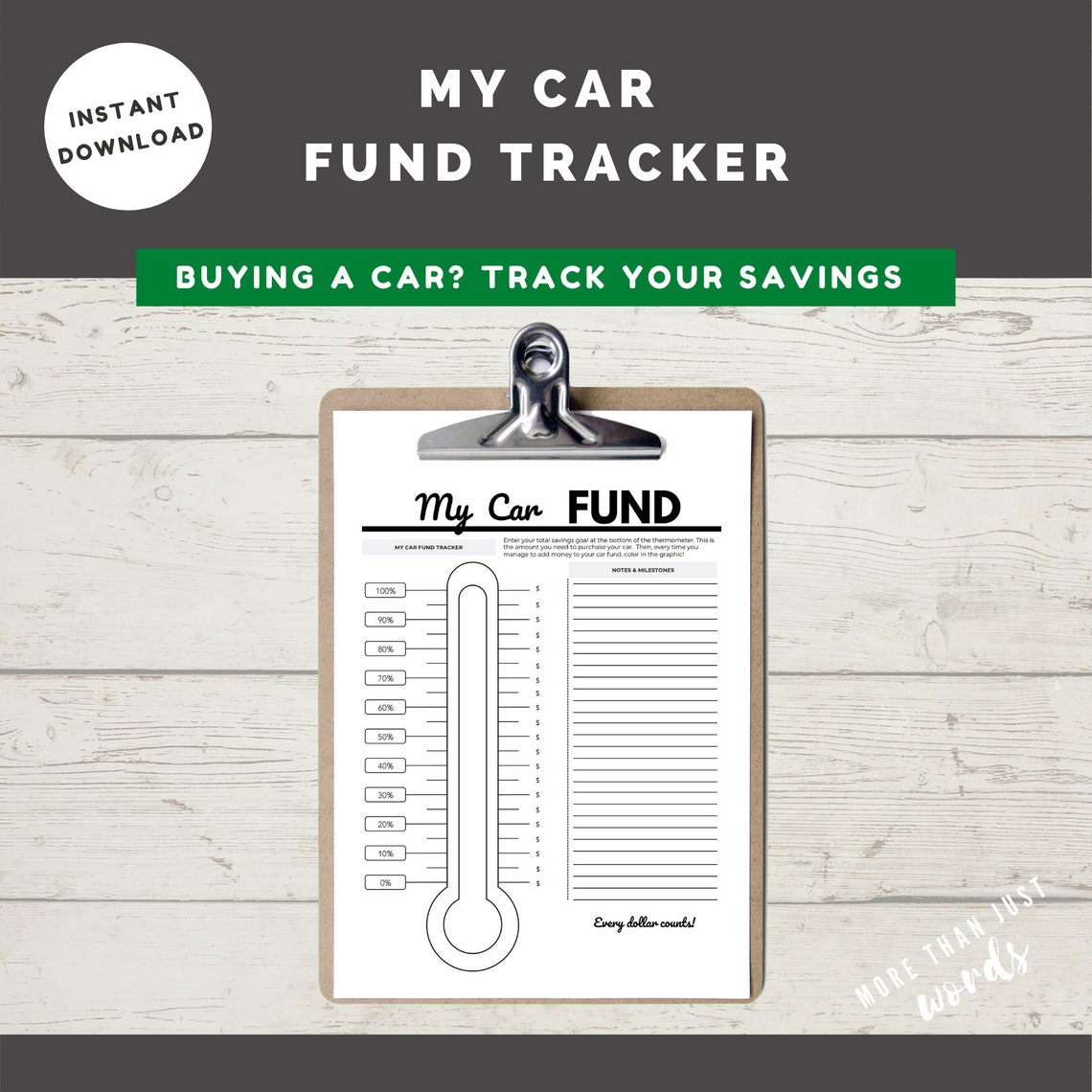 CAR SAVINGS Tracker Printable Budget Tracker Financial | Etsy