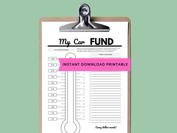 Car Savings Tracker Printable Budget Financial Planner - Etsy
