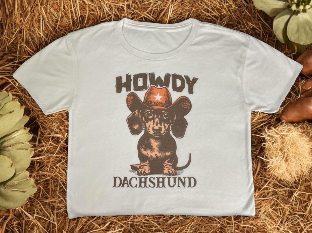 Howdy Dachshund Crop Top | Vintage Western Dog Shirt | Cowboy Aesthetic ...