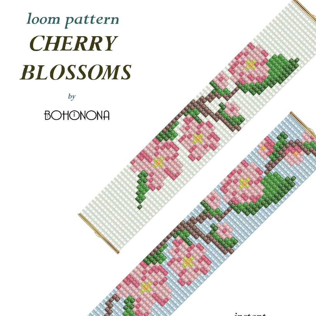 Bead Loom PATTERN in Pdf- CHERRY BLOSSOMS - Word Chart, Bead Chart and ...
