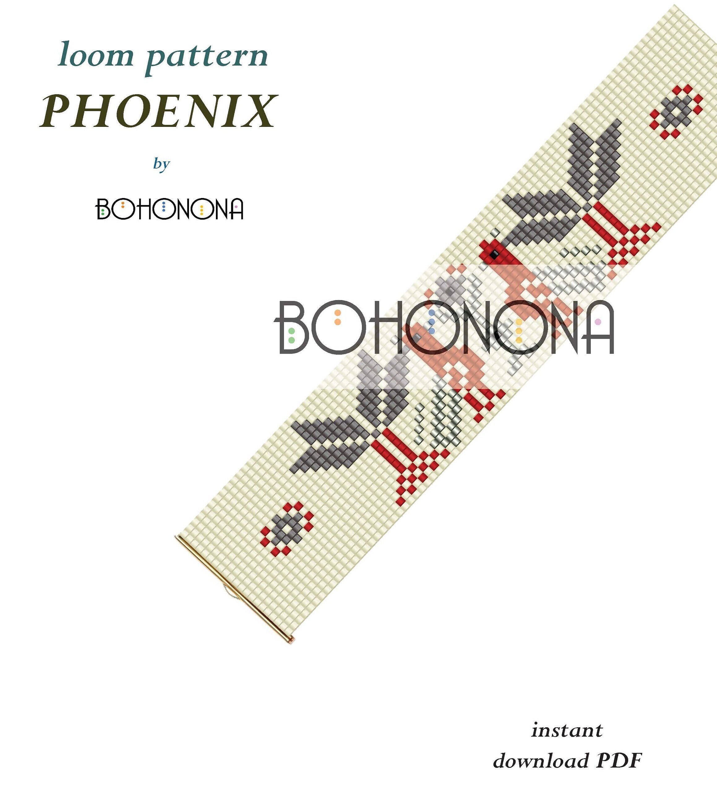 Bead LOOM PATTERN in Pdf- PHOENIX Loom Bracelet Pattern in Instant ...