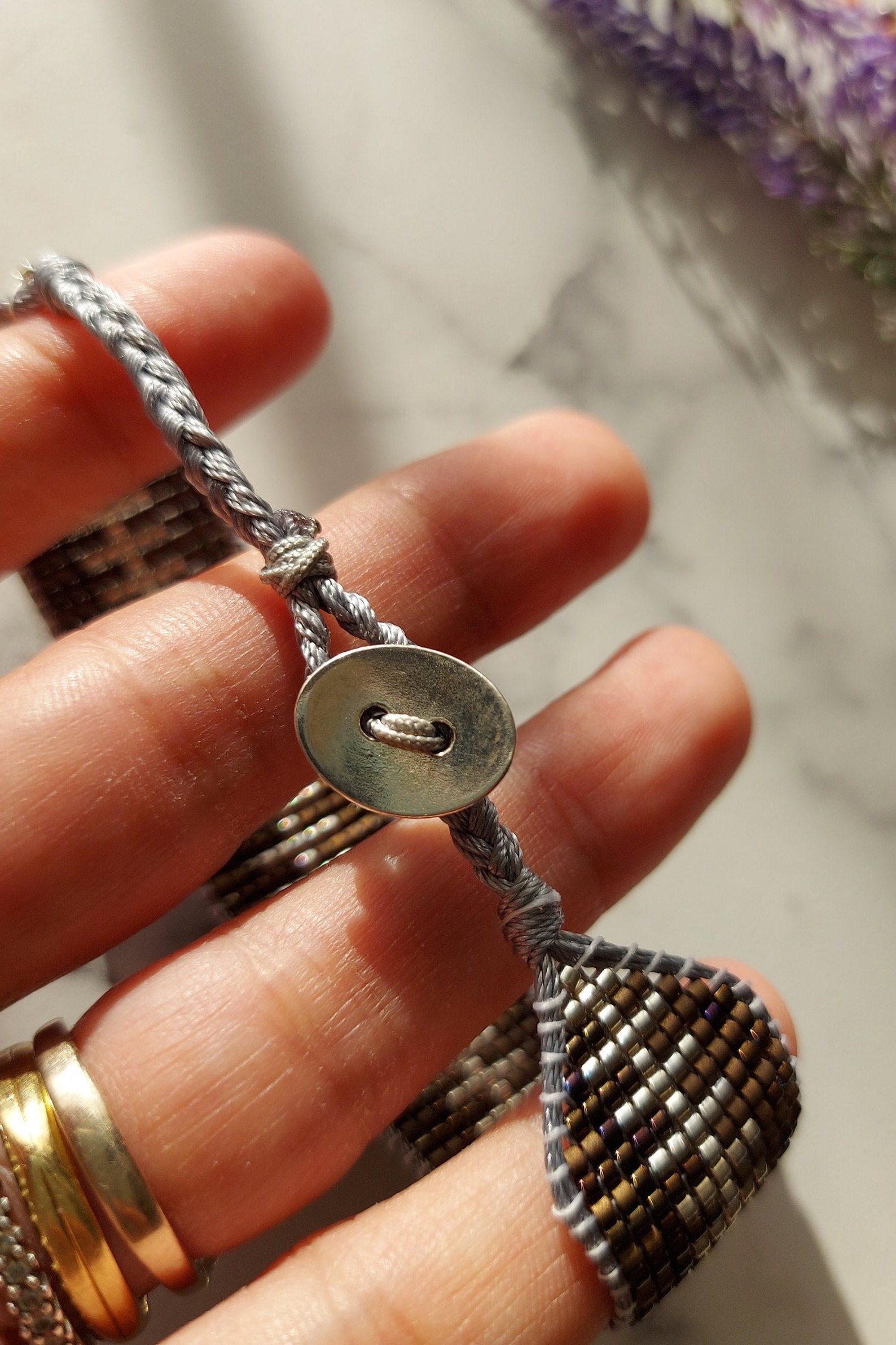 APOLLO Matte Brass , Metallic Dark Brown and Silver Handmade Miyuki ...