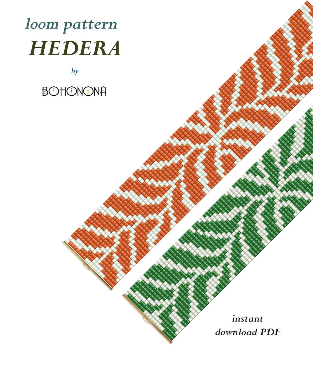 Bead LOOM PATTERN in Pdf HEDERA Pumpkin and Green Loom Bracelet Pattern ... Bead LOOM PATTERN in Pdf HEDERA Pumpkin and Green Loom Bracelet Pattern ...