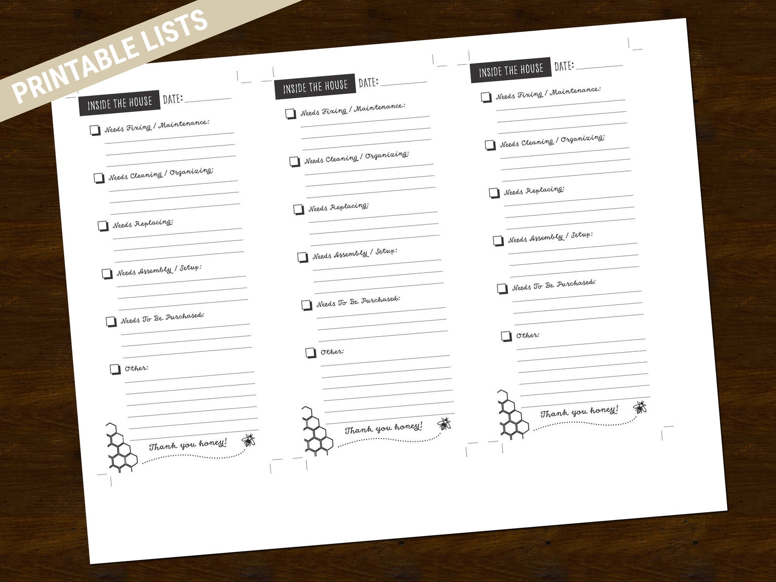 Honey-do List Crafting Graphics & Printable Kit Cut Honeybee Theme SVG ...