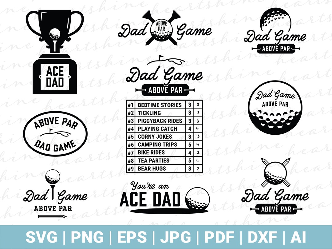 Golf Dad SVG Cut Files | Mini Bundle Father's Day Vector Graphics Clip ...
