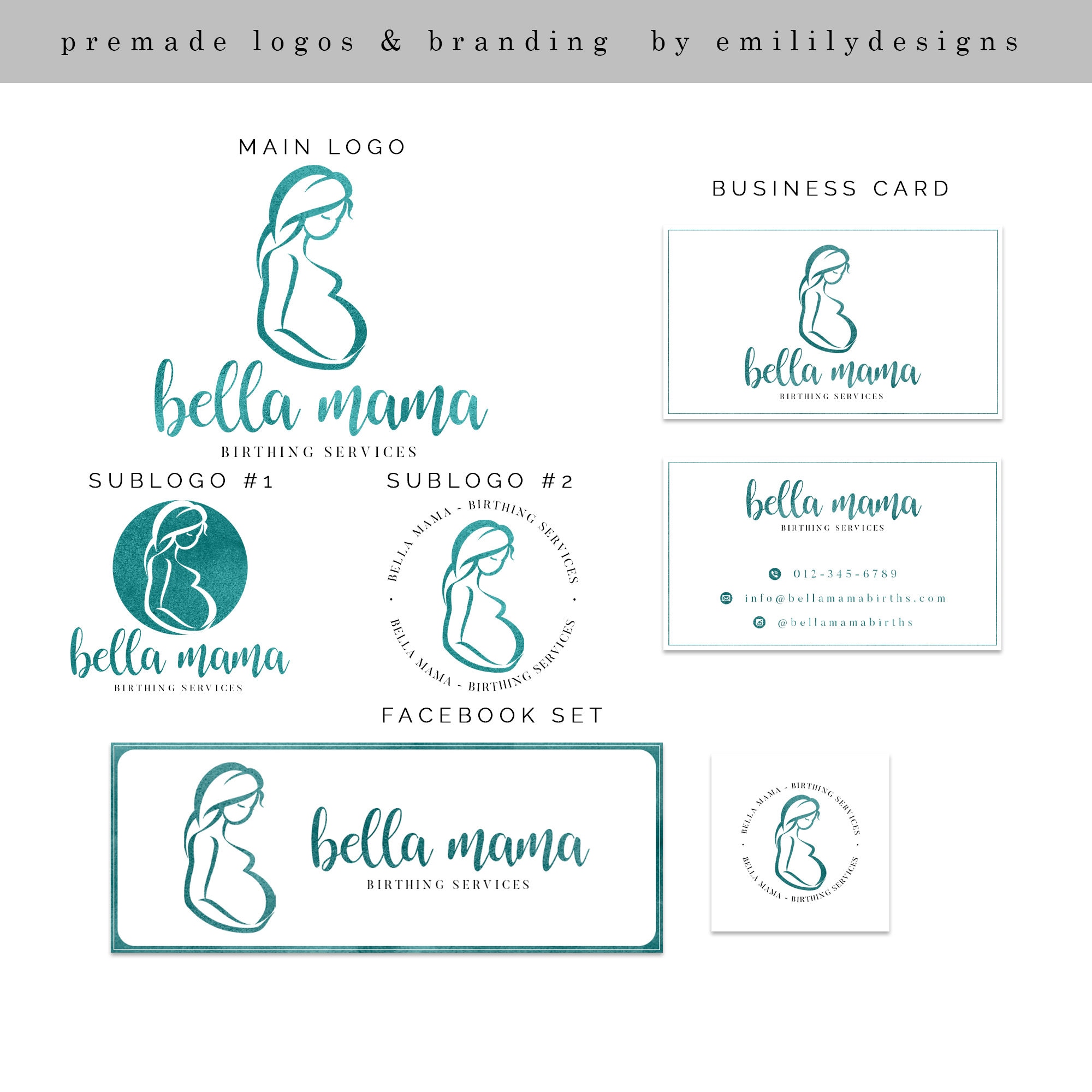 Paper & Party Supplies Paper Stationery Branding Kit Baby Logo Doula ...