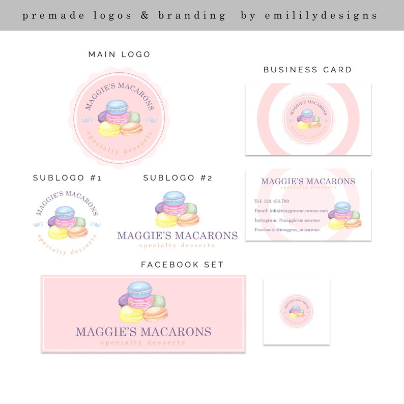 Premade Logo Logo Design Macaron Logo Macaroon Logo Sweet - Etsy UK