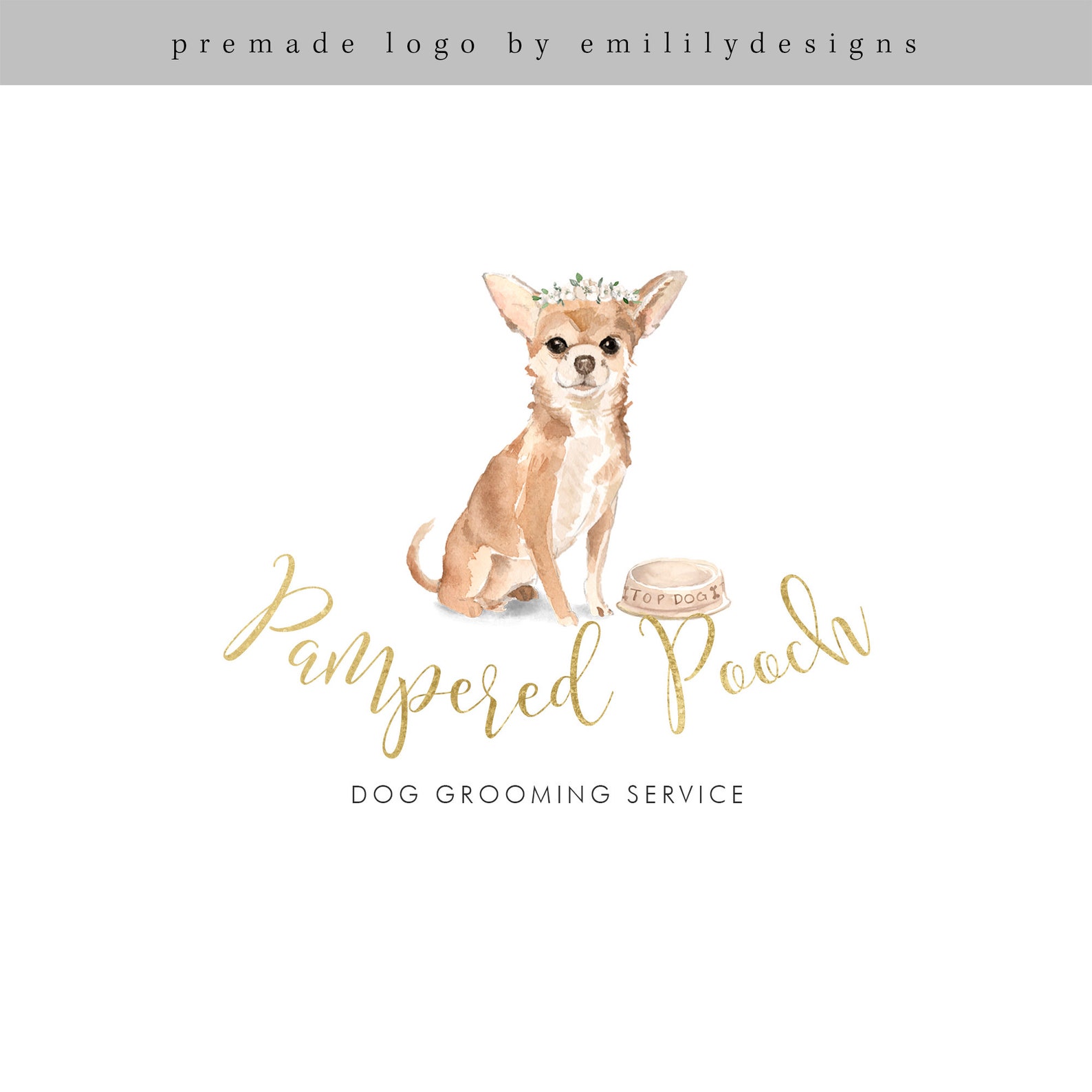 Chihuahua Pet Logo Design: Premade Dog Grooming Branding Kit - Etsy