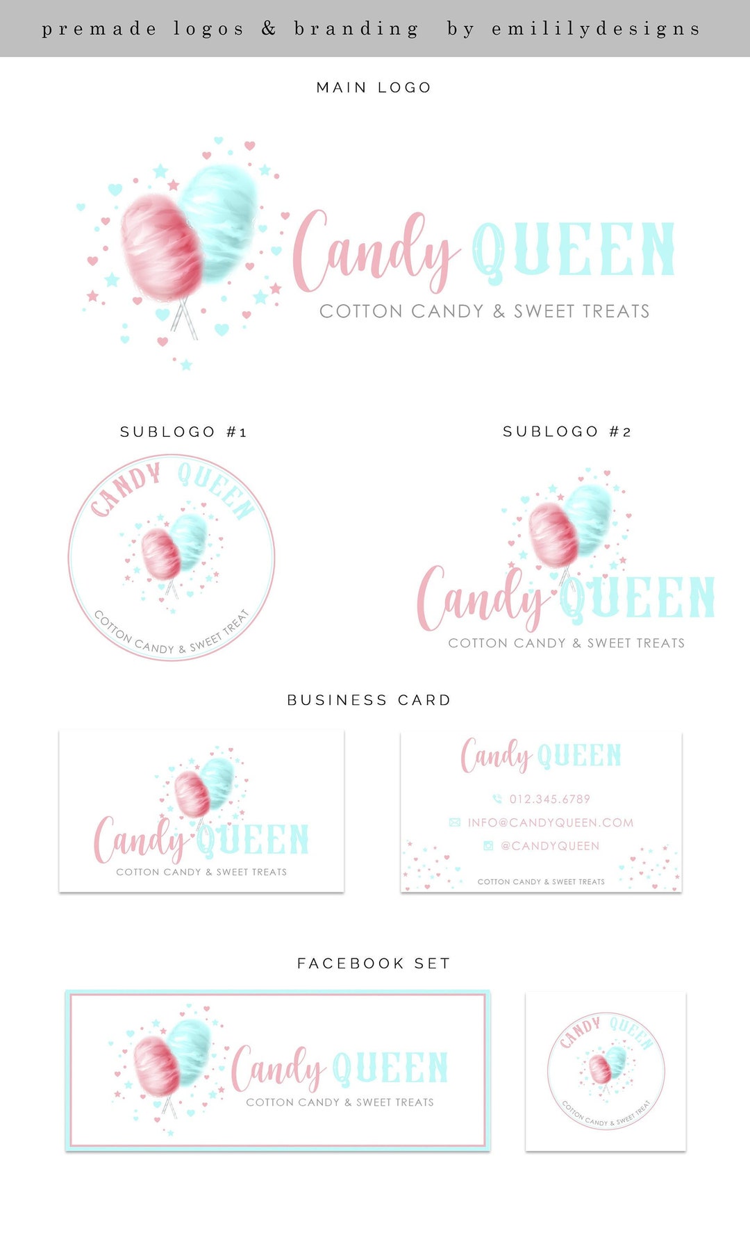 Watercolor Candy Logo Design: Premade Sweet Treats Branding - Etsy
