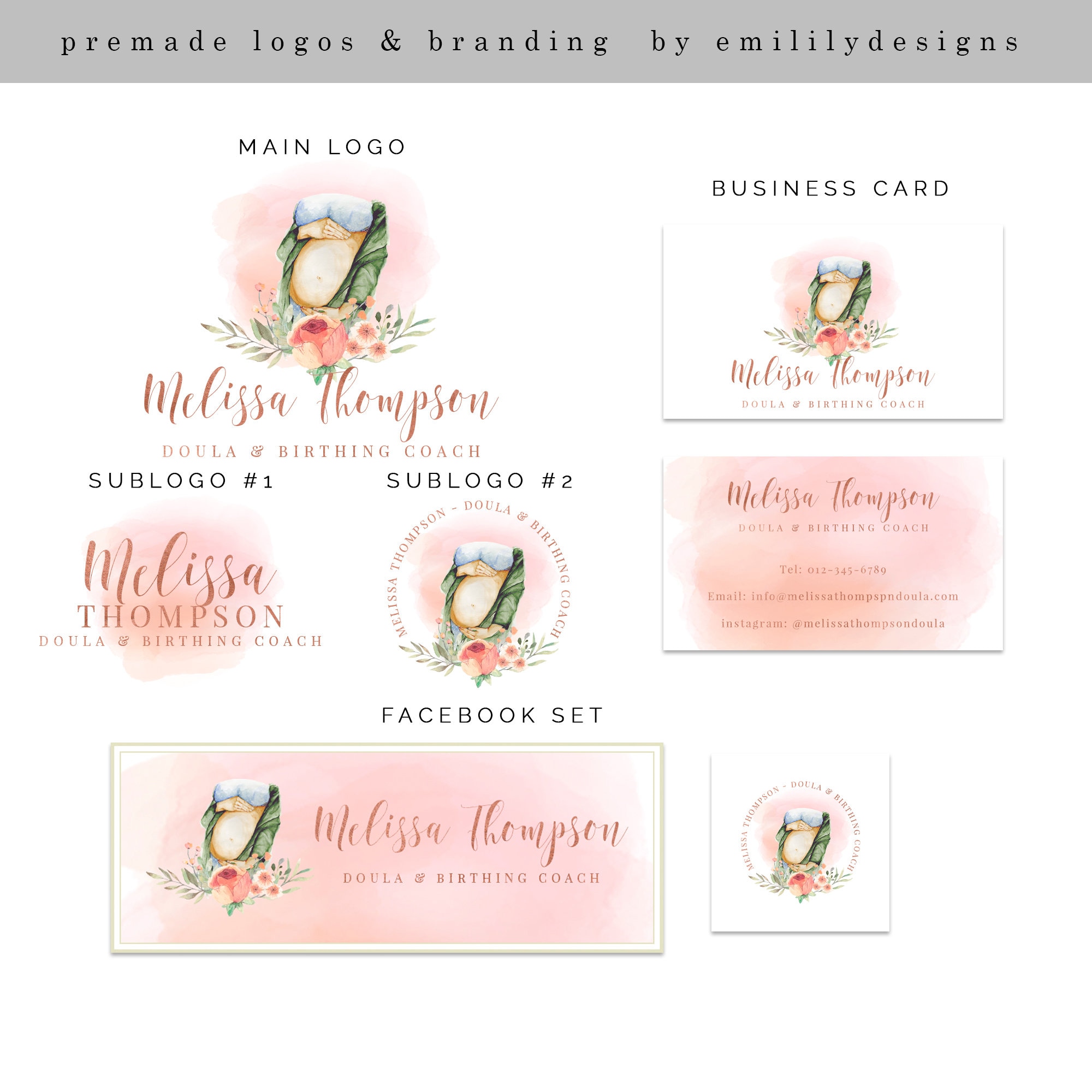 Baby Logo Branding Kit Watermark Logo Business Logo Birthing Logo Logo ...