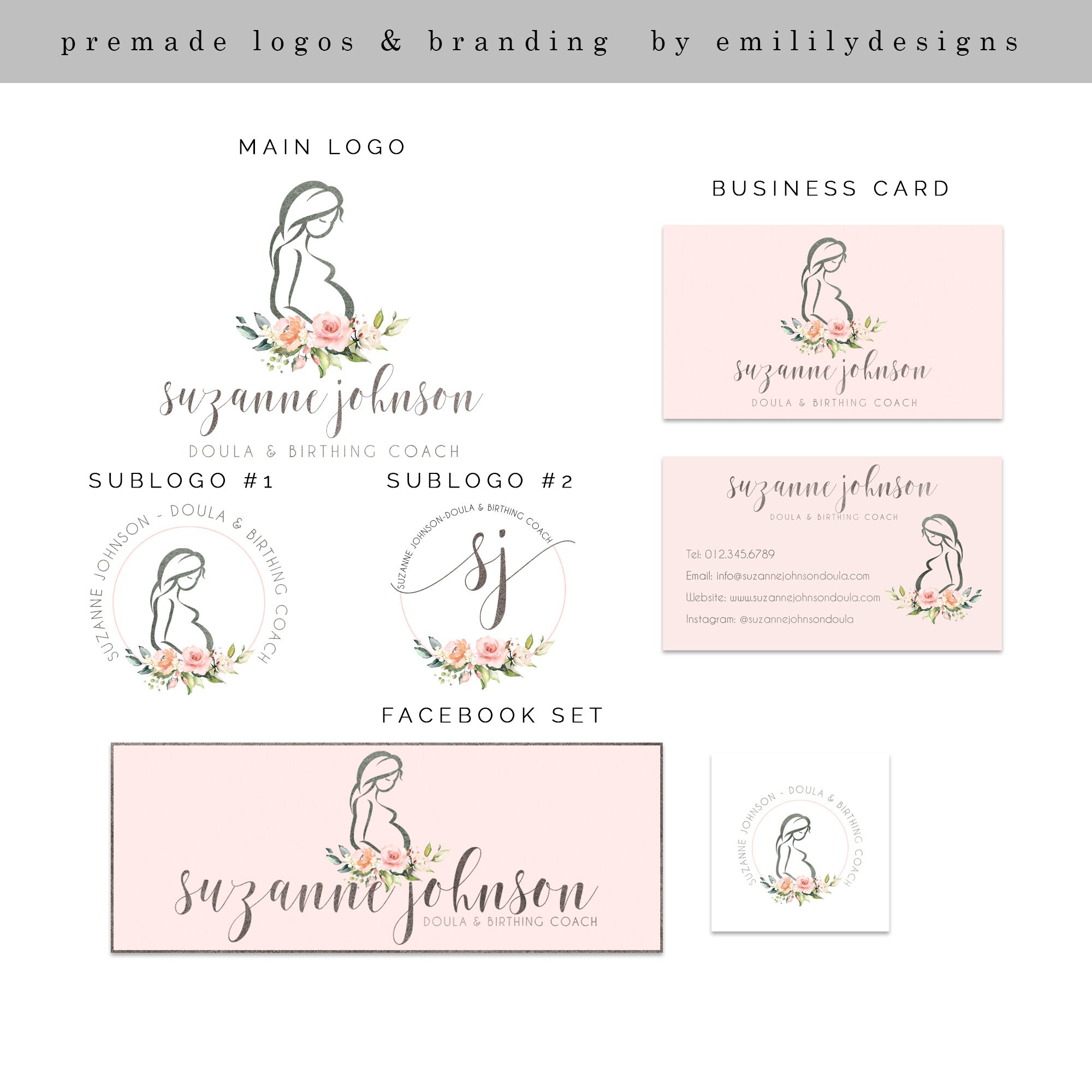 Baby Logo Branding Kit Watermark Logo Business Logo Birthing Logo Logo ...