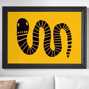 Snake Print, Snake Wall Art, Snake Home Decor, Snake Illustration ...