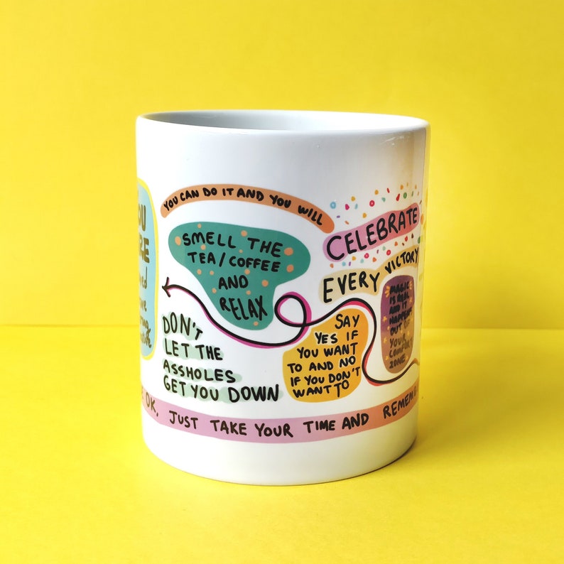 Self Care Mug Inspirational Coaster Motivational Quotes - Etsy UK
