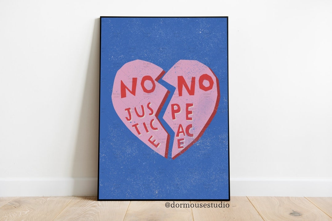 No Justice No Peace Poster | Slogan Wall Art Print | Protest Poster ...