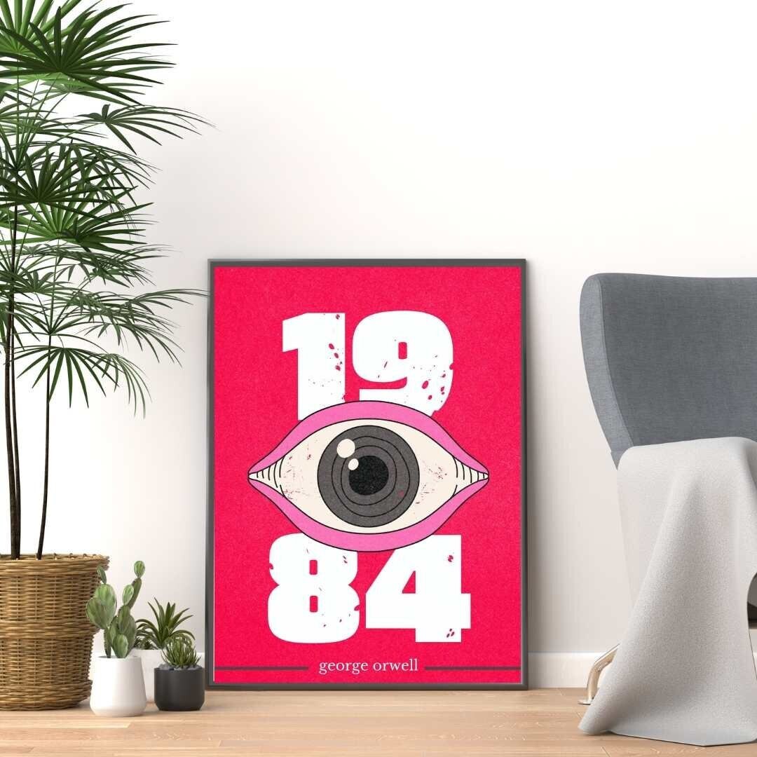 1984 Book Wall Art Print, George Orwell Typography Print, Literary Gift ...