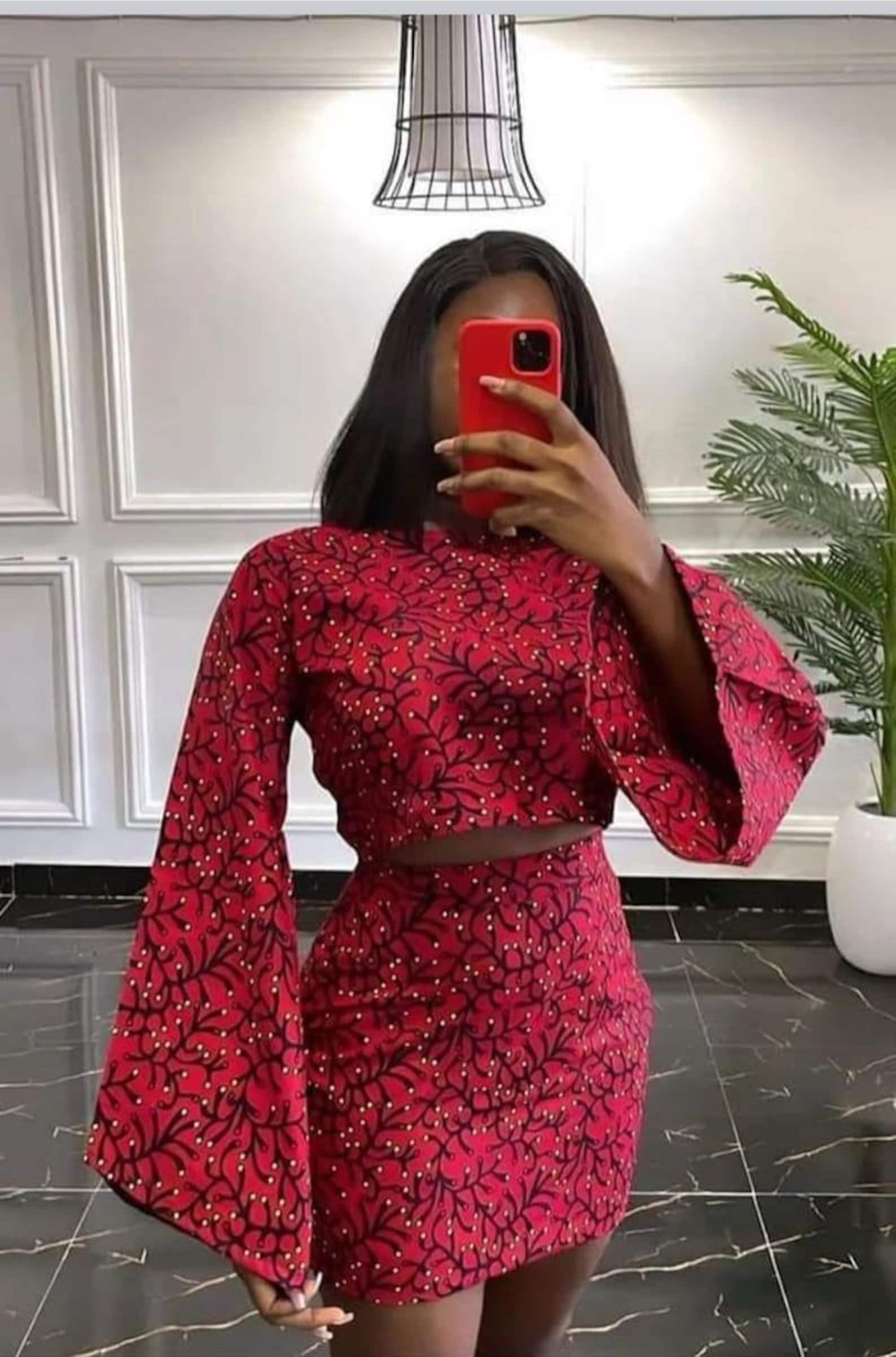 African Short Skirt, African Two Pieces Set, African Matching Skirt and ...