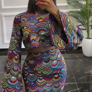 African Short Skirt, African Two Pieces Set, African Matching Skirt and ...
