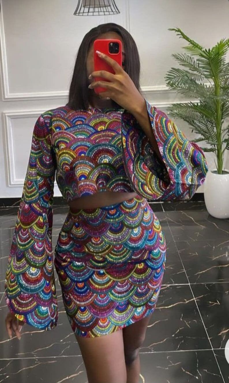 African Short Skirt, African Two Pieces Set, African Matching Skirt and ...