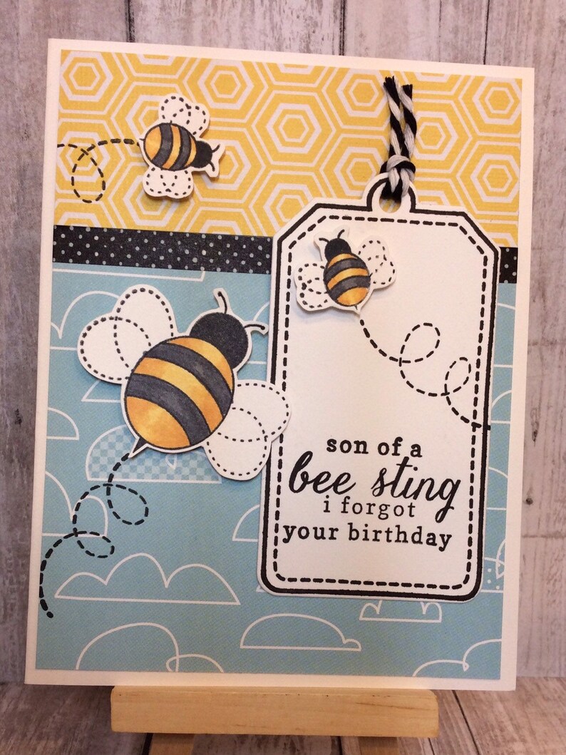 Unique Buzzing Bee Themed Belated Birthday Card | Etsy