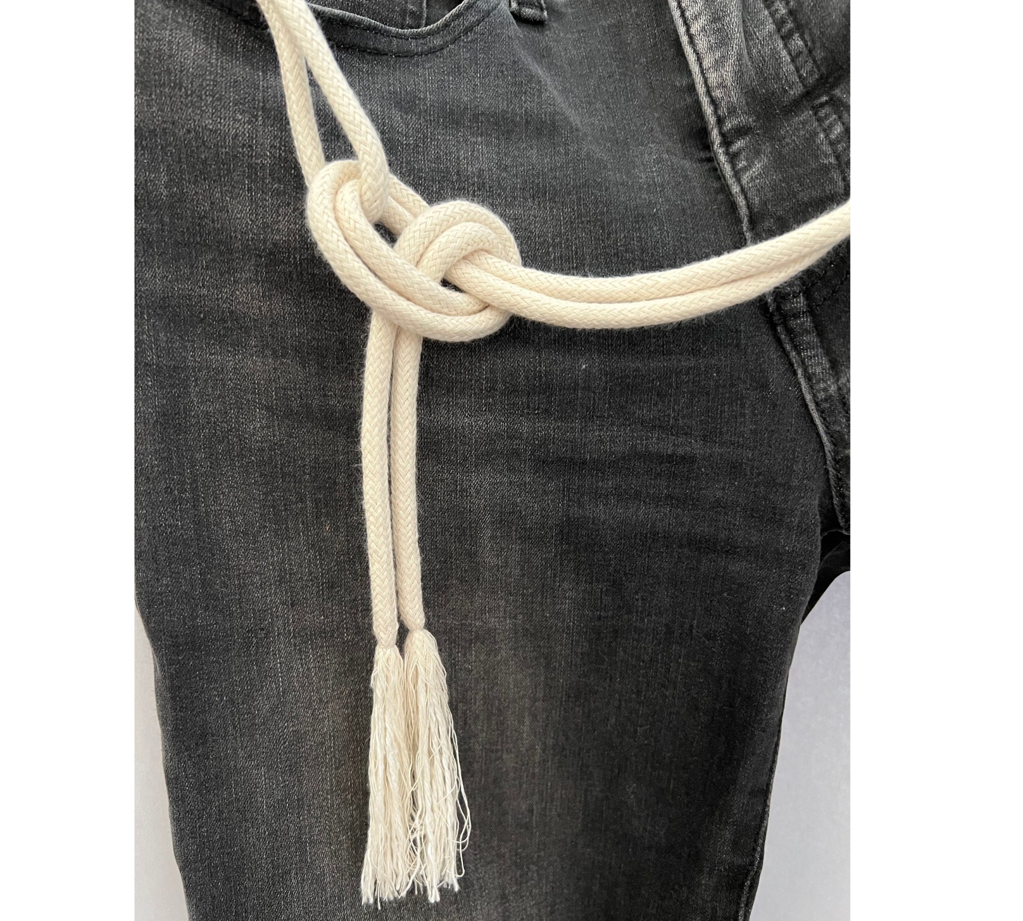 Rope Belts in a Natural Cream Color. Cotton Rope Belt With Fringe New ...