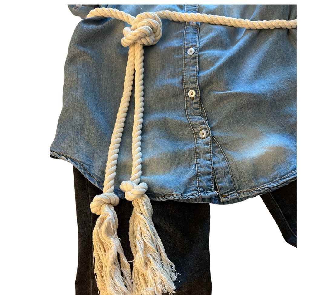 Rope Belts in a Natural Cream Color. Cotton Rope Belt With Fringe New ...