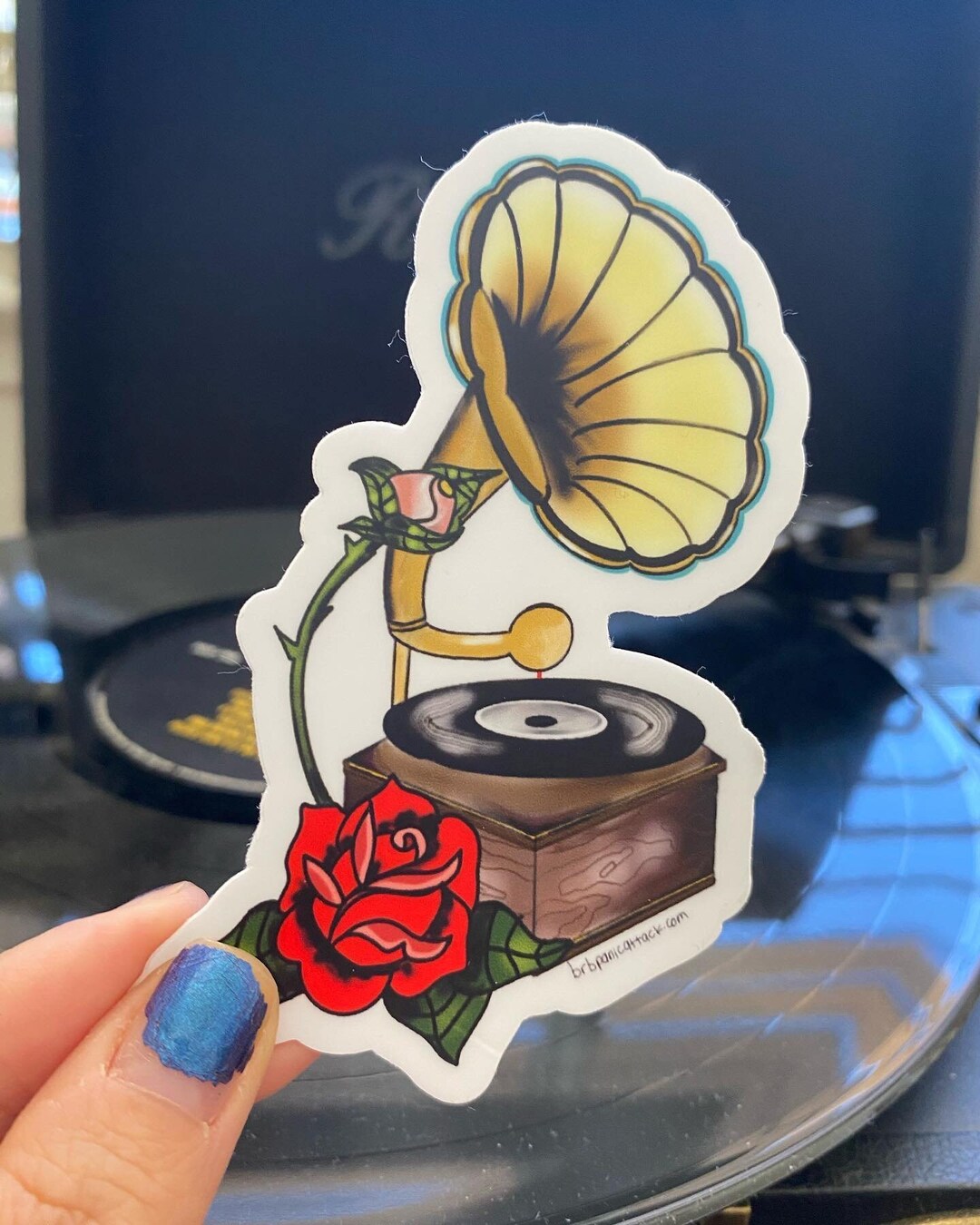 Record Player (phonograph) Vinyl Sticker - Etsy